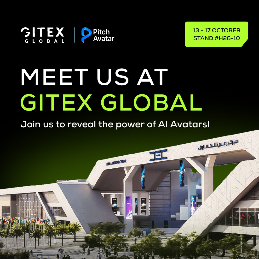 Pitch Avatar en GITEX GLOBAL 2025. Vea los avatares de IA en vivo en Dubái (stand H26-10 ...