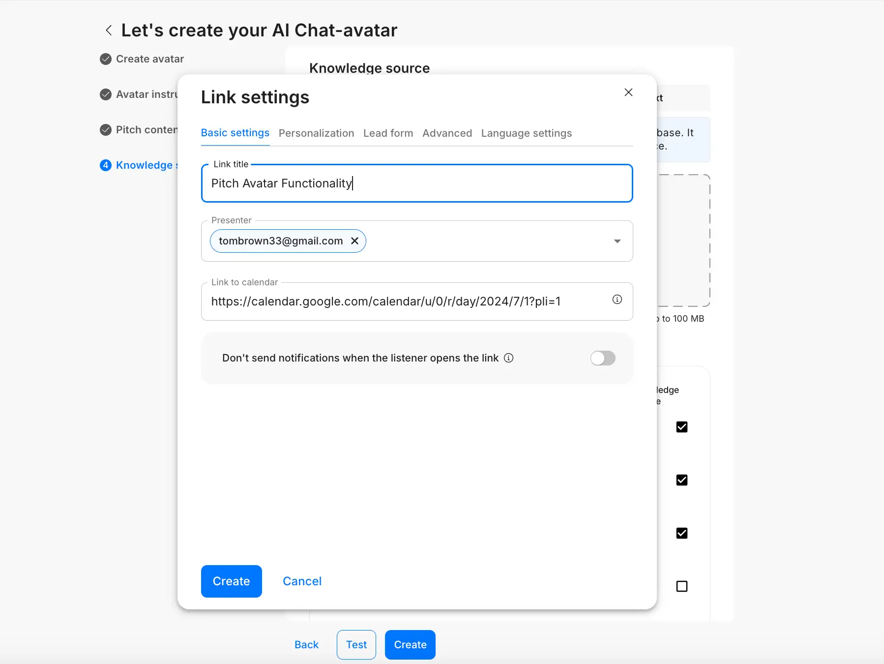How to create Chat-avatar link | Pitch Avatar